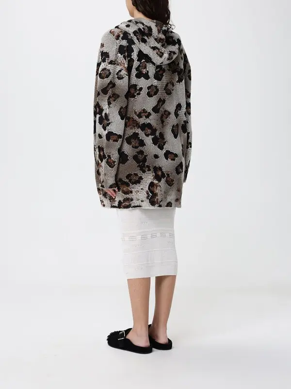 LANEUS Leopard Print Hooded Cardigan