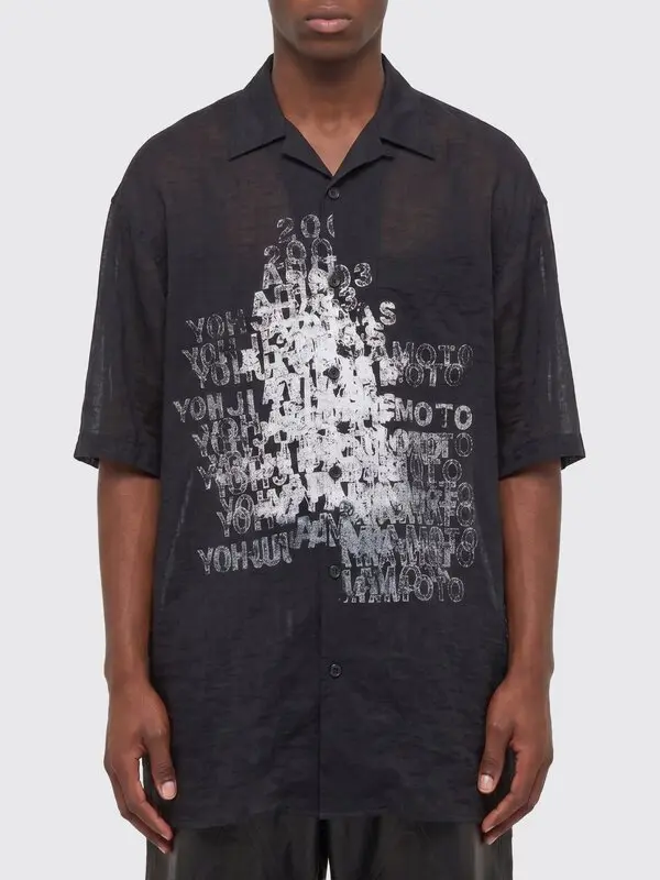 Y3 Printed Viscose And Linen Shirt - Black