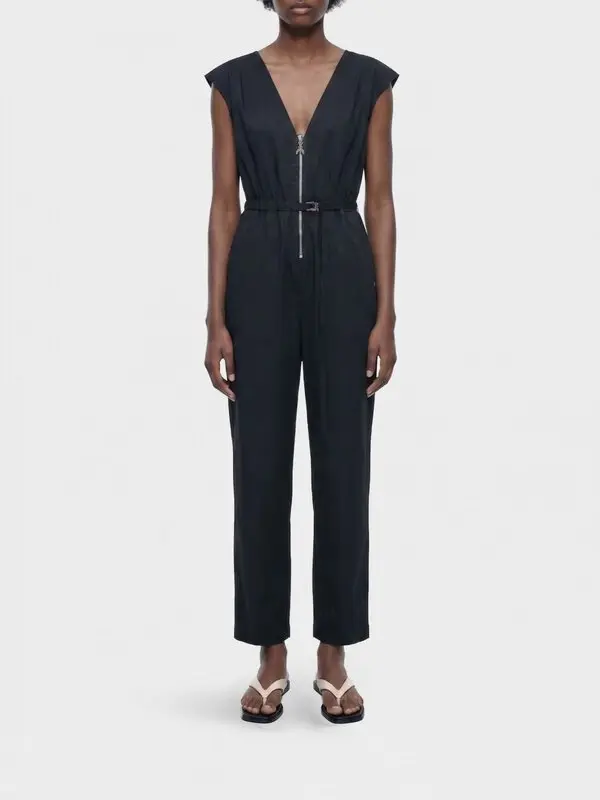 Patrizia Pepe Sleeveless V-neck Zip-up Jumpsuit - Black