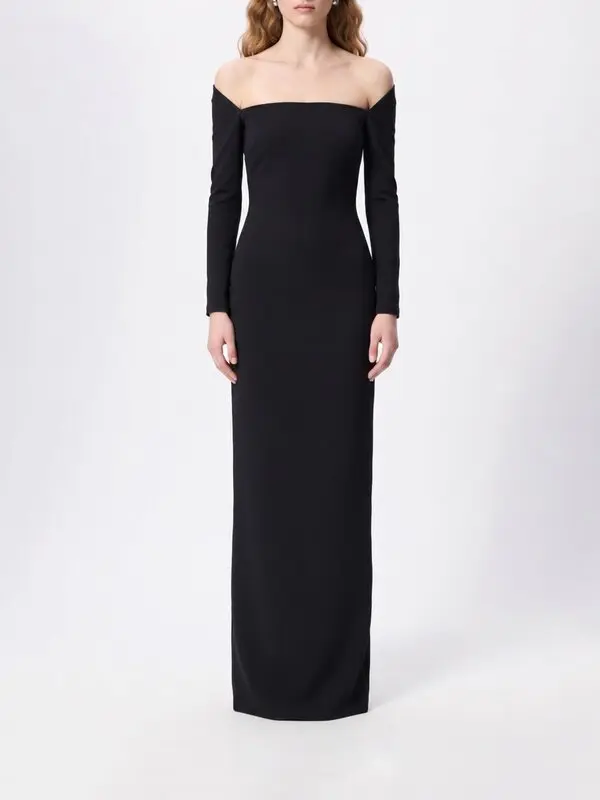 Solace London Long Sleeve Crepe Gown - Black