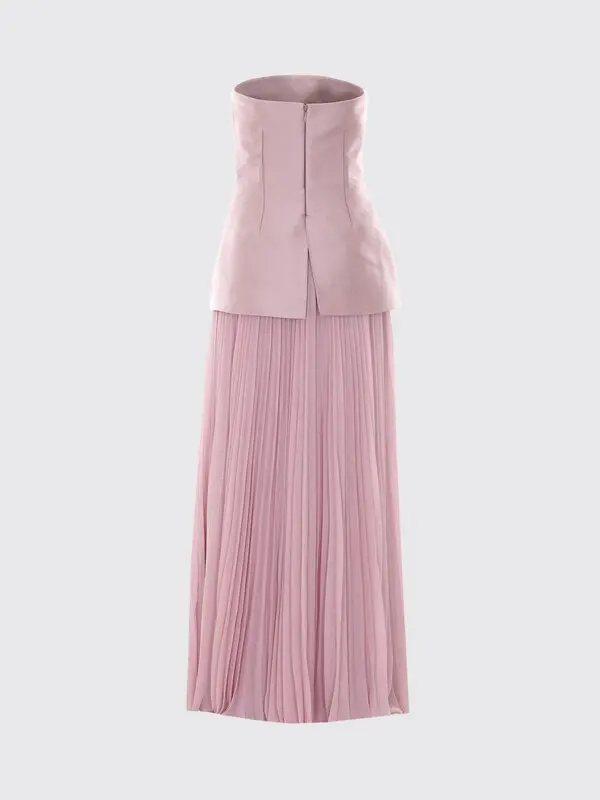 Solace London Pleated Crêpe Long Dress
