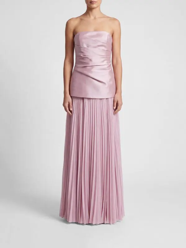 Solace London Pleated Crêpe Long Dress - Pink