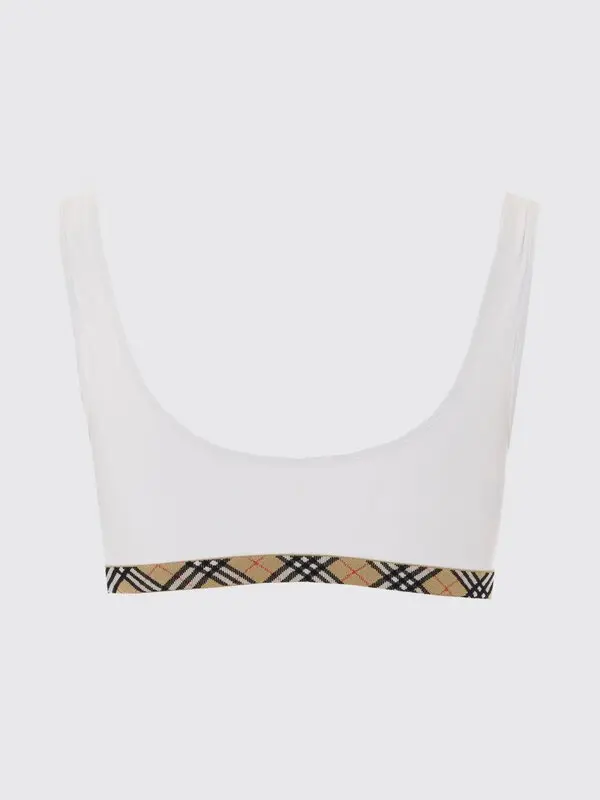 Burberry Logo Trim Scoop Neck Top - White