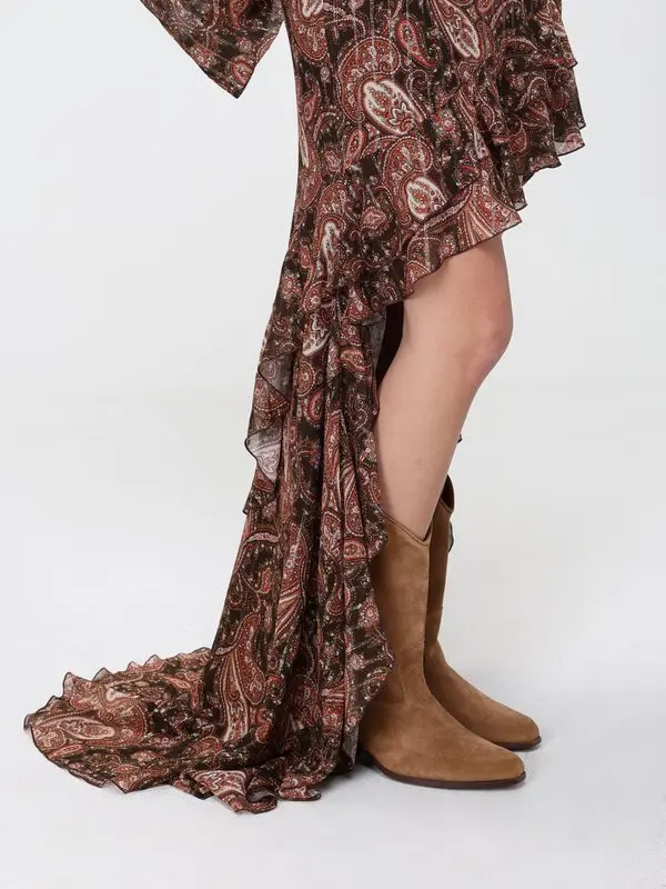 Andamane Asymmetric Paisley Silk Blend Skirt