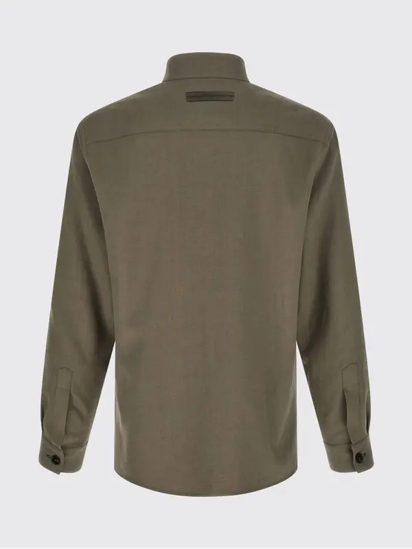 Zegna Mandarin Collar Linen Shirt Jacket