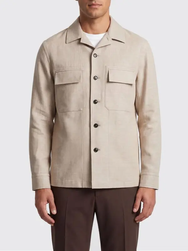 Zegna Linen Blend Overshirt - Ecru