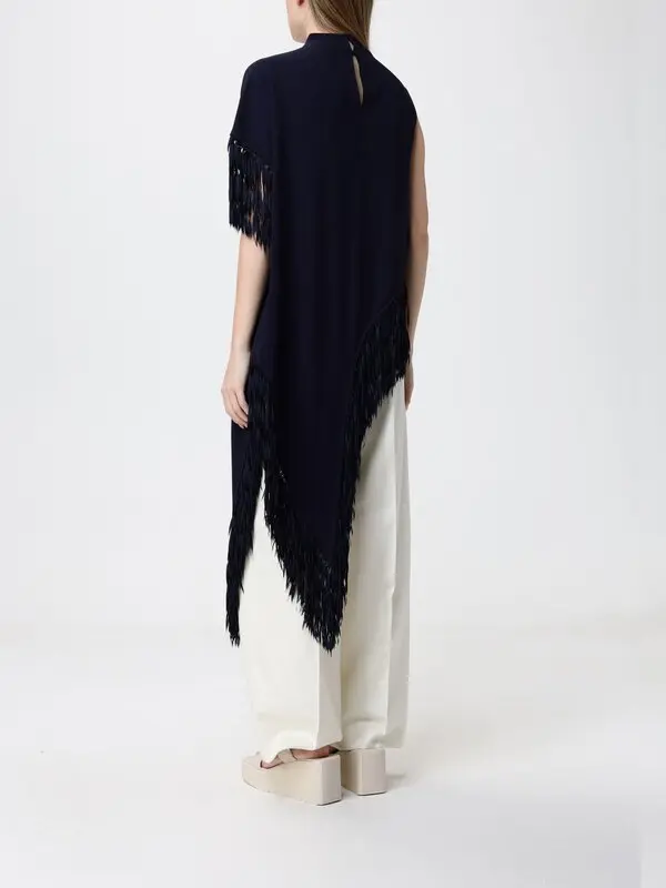 BOSS Asymmetrical Draped Top With Fringe Detail