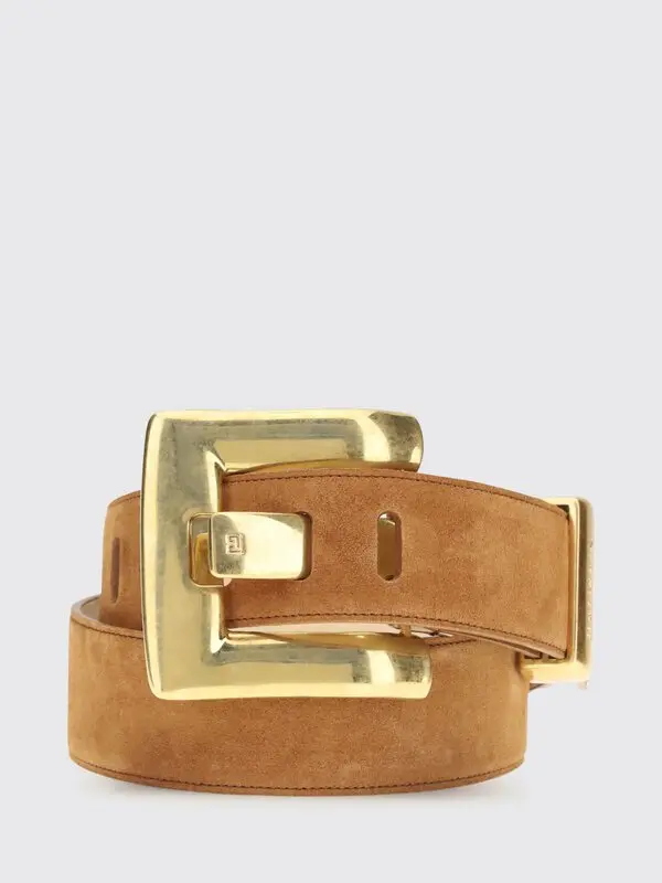 Balmain Suede Belt With Gold-tone Buckle