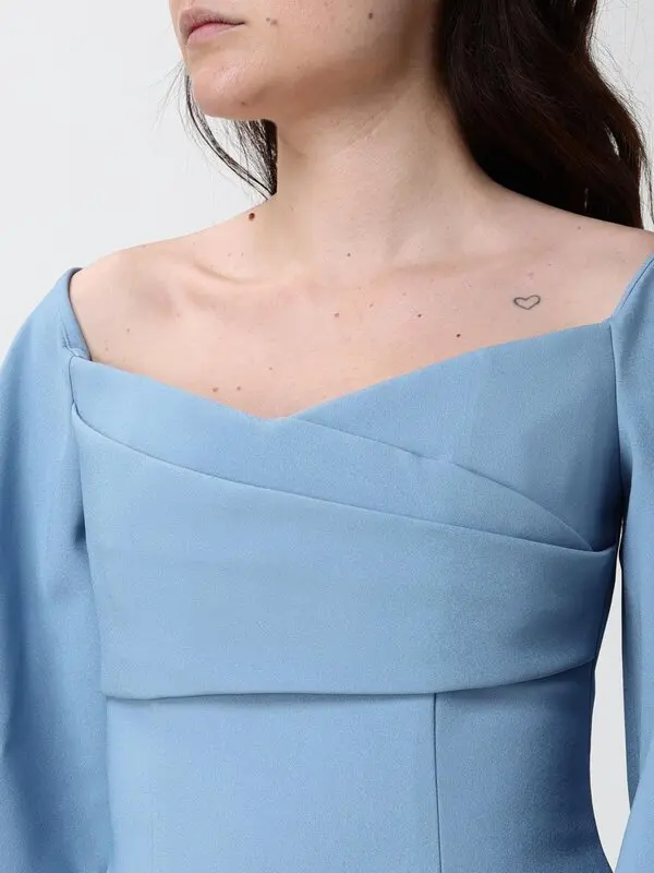 Solace London Off-the-shoulder Maxi Dress - Gnawed Blue