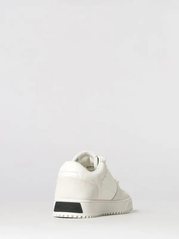 Emporio Armani Low Top Sneakers With Suede And Mesh Accents - White