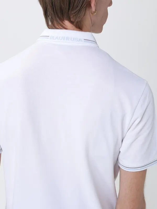 BLAUER. Cotton Polo Shirt With Emblem - White