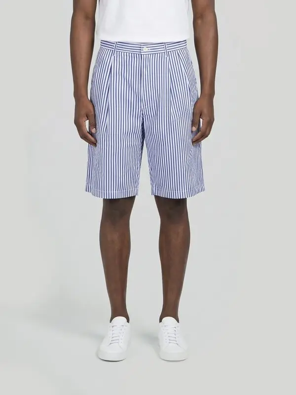 Comme Des Garçons Striped Cotton Chino Shorts - White