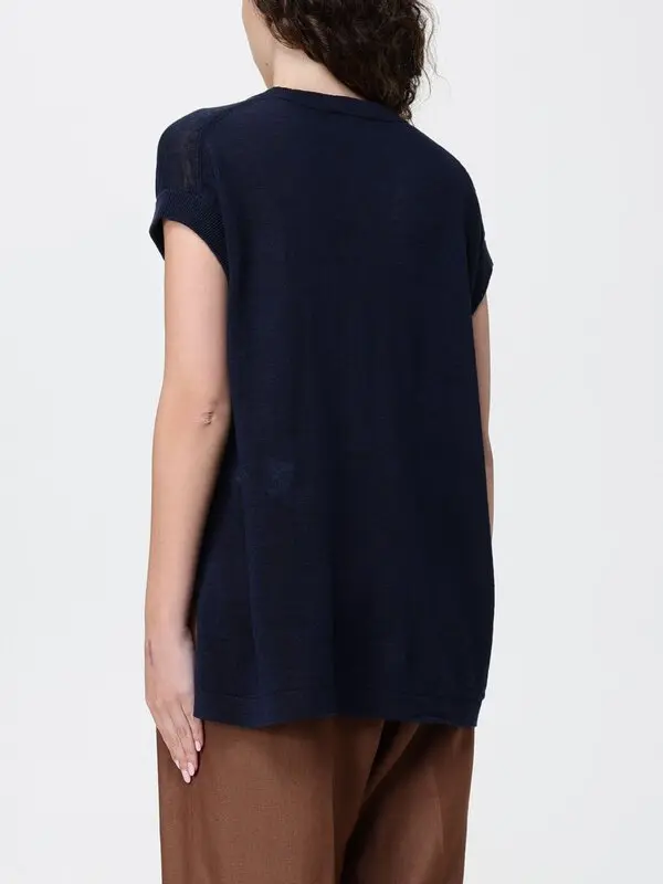 Max Mara Linen V-neck Top - Blue