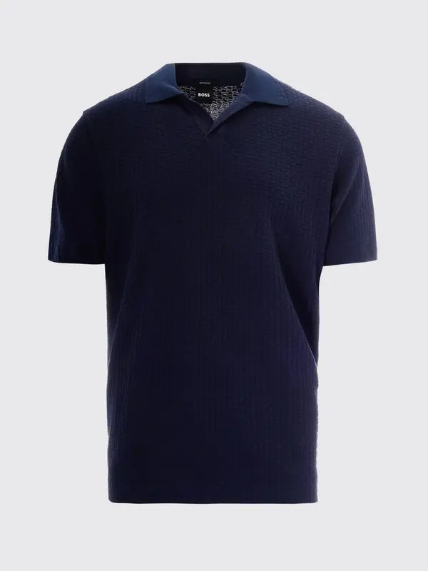 BOSS Structured Cotton Polo Shirt - Blue
