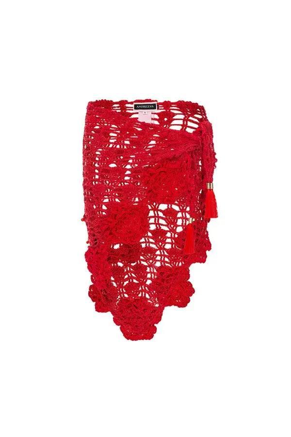 ANDREEVA Cherry Handmade Crochet Cover-up - Red