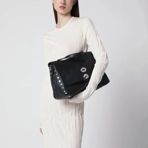 ZANELLATO Medium Postina Bag In Hammered Leather - Black