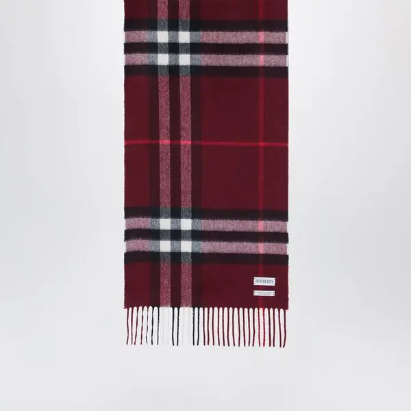 Burberry Burgundy Cashmere Scarf With A Checked Pattern - Red