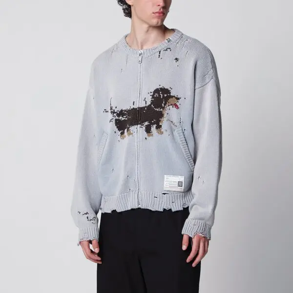 Mihara Yasuhiro Dachshund Jacquard Cardigan - Blue