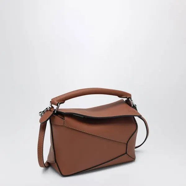 Loewe Mini Puzzle Edge Bag In Grained Leather - Brown