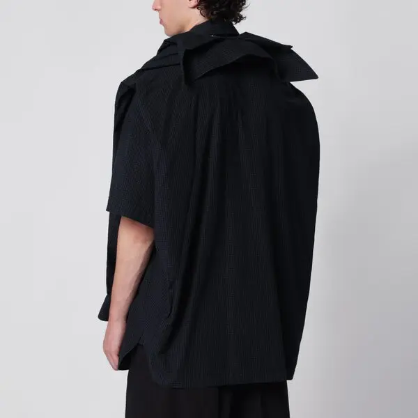 Mihara Yasuhiro Navy Checked Shirt With Double Sleeves
