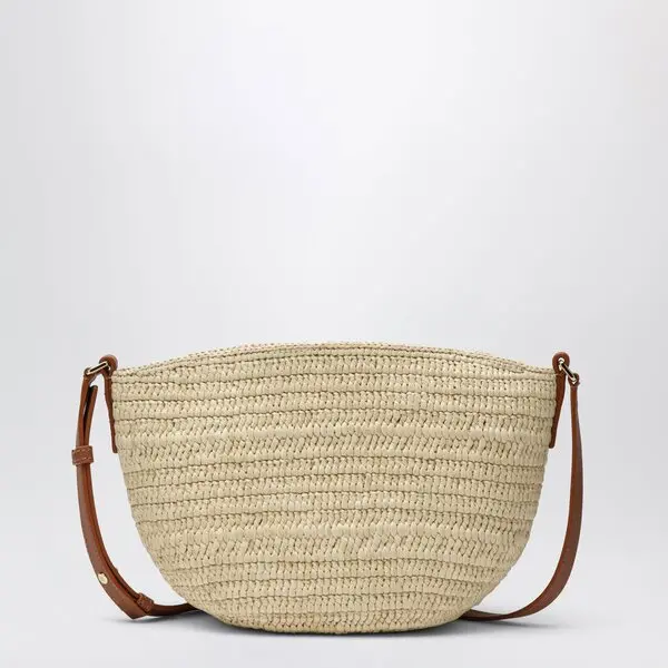 Loewe Eclipse Pouch In Raffia And Calfskin