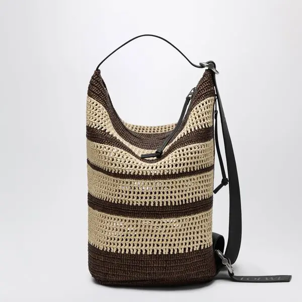 Loewe Striped Raffia Bucket Bag - Brown