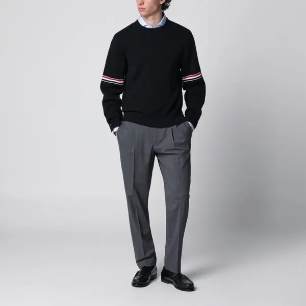 SANTANIELLO Dark Wool Blend Trousers - Grey