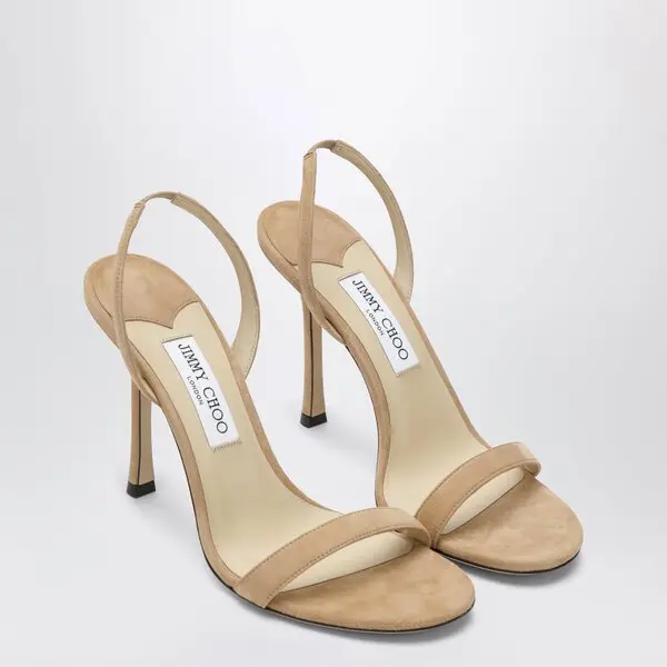 JIMMY CHOO Jenn 100 Suede Sandals - Beige