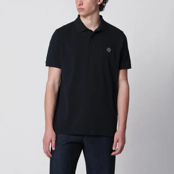 Stone Island Navy Polo With Compass Logo Patch - Blue