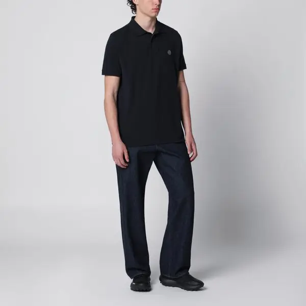 Stone Island Navy Polo With Compass Logo Patch - Blue