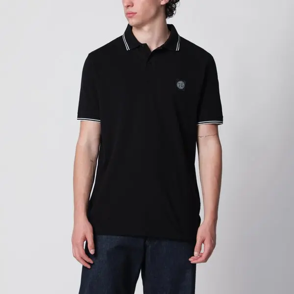 Stone Island Polo With Compass Logo Patch - Black