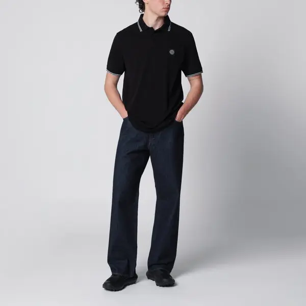 Stone Island Polo With Compass Logo Patch - Black