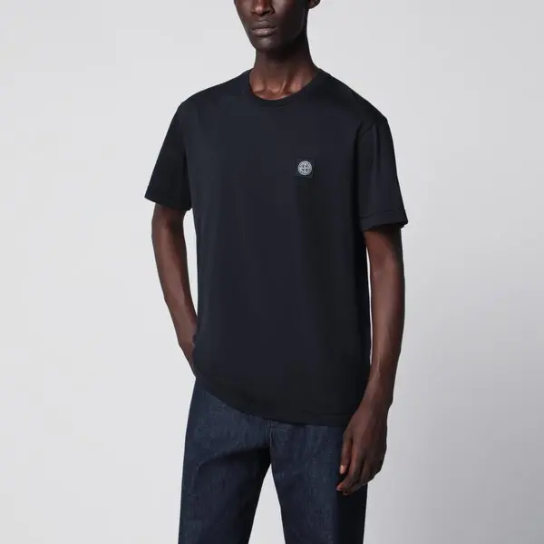 Stone Island Navy Cotton T-shirt With Slim Fit - Blue