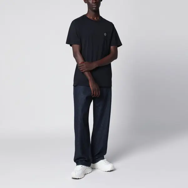 Stone Island Navy Cotton T-shirt With Slim Fit - Blue