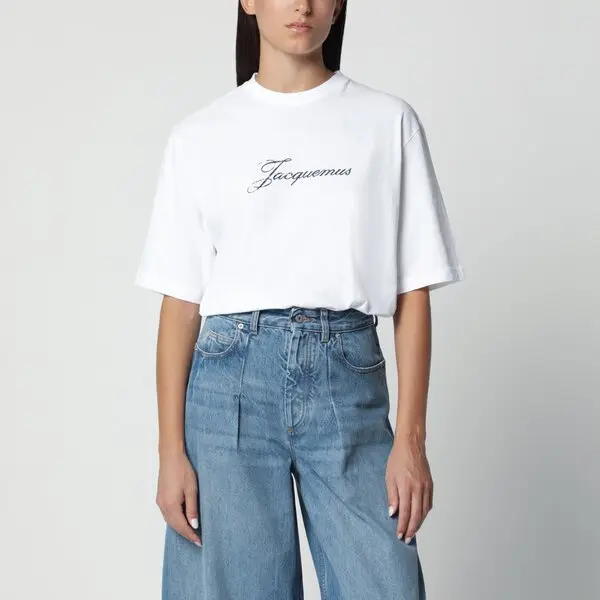 Jacquemus Cotton And Hemp Jersey T-shirt With Logo Print - White