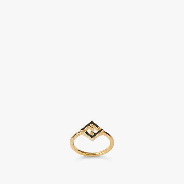 Fendi Ff Logo Enamel Ring - Black