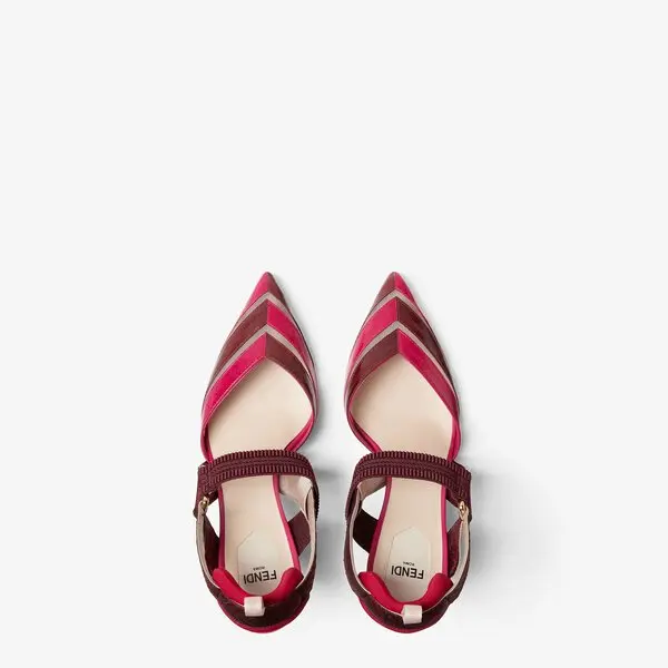Fendi Iconic Colibrì Slingbacks In Mesh With Chevron Motif
