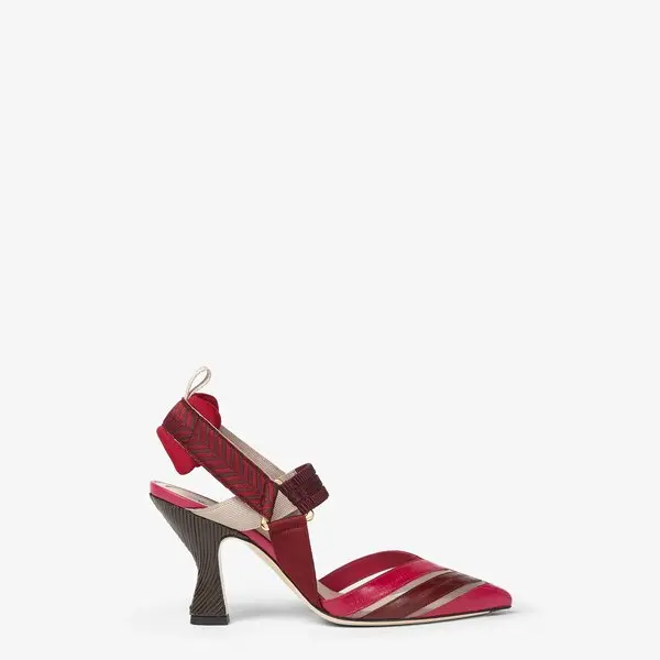 Fendi Iconic Colibrì Slingbacks In Mesh With Chevron Motif - Pink