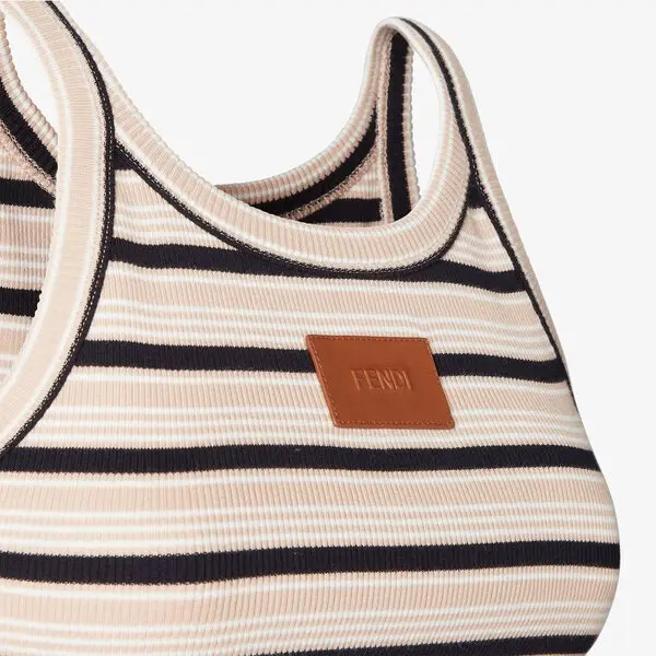 Fendi Rib Knit Striped Sleeveless Top