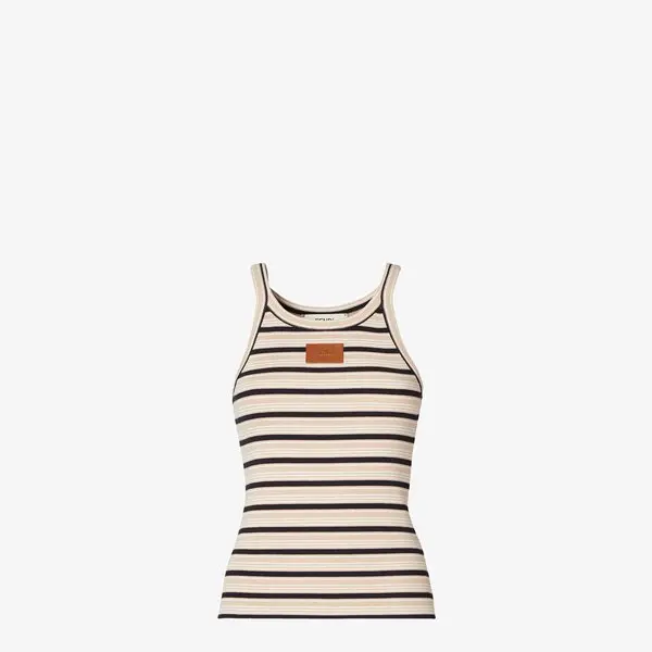 Fendi Rib Knit Striped Sleeveless Top - Multicolour