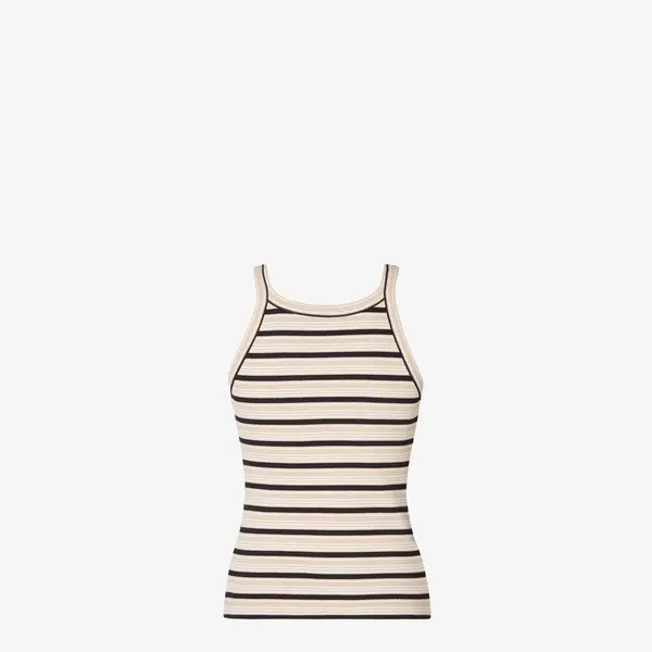 Fendi Rib Knit Striped Sleeveless Top