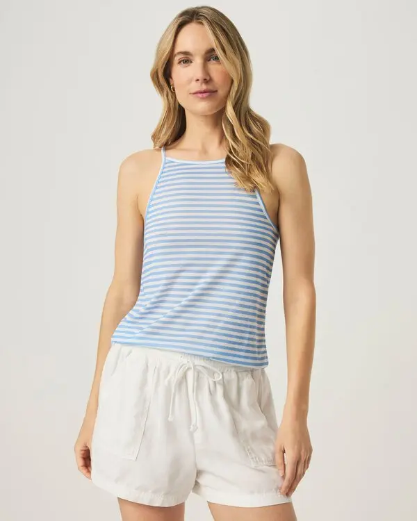 Splendid Faye High-neck Stripe Tank - Buttercup Stripe
