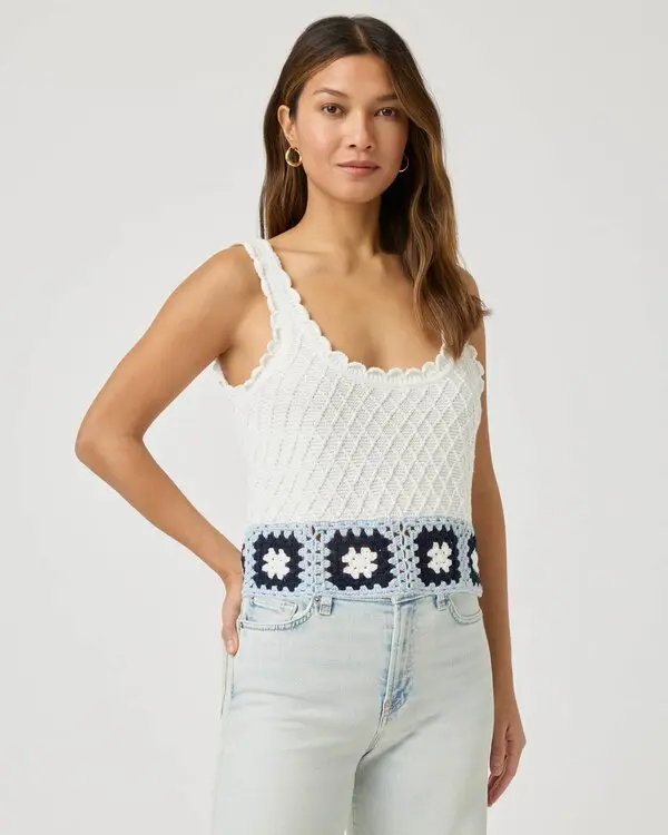 Splendid Sonia Crochet Sweater Tank - White