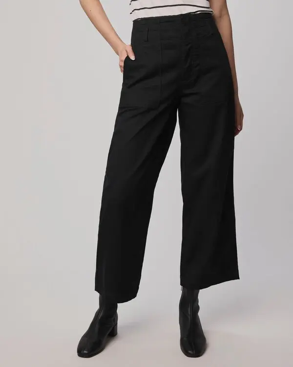 Splendid Chloe Wide Leg Twill Pants - Black