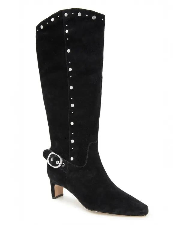 Splendid Studded Suede Tall Boots - Black