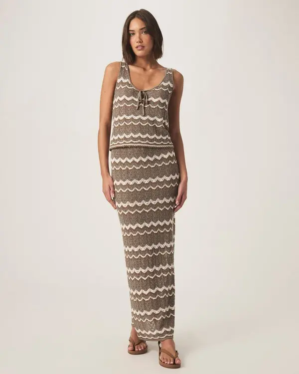 Splendid Eleni Sweater Tank With Tie Neck And Scalloped Hem
