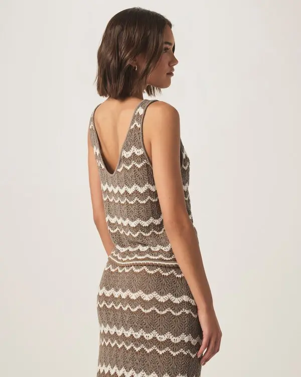 Splendid Eleni Sweater Tank With Tie Neck And Scalloped Hem