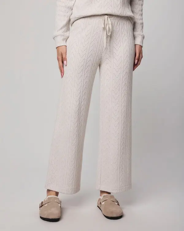 Splendid Sweatersoft Chevron Pointelle Wide-leg Pants