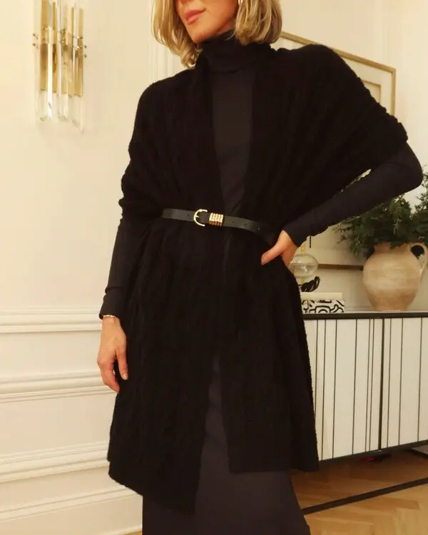 Splendid X @cellajaneblog Cable Knit Boucle Scarf - Black