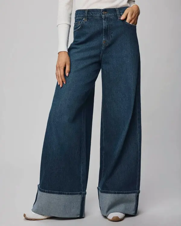 Splendid Ravyn Cuffed Wide Leg Jean Dark Wash